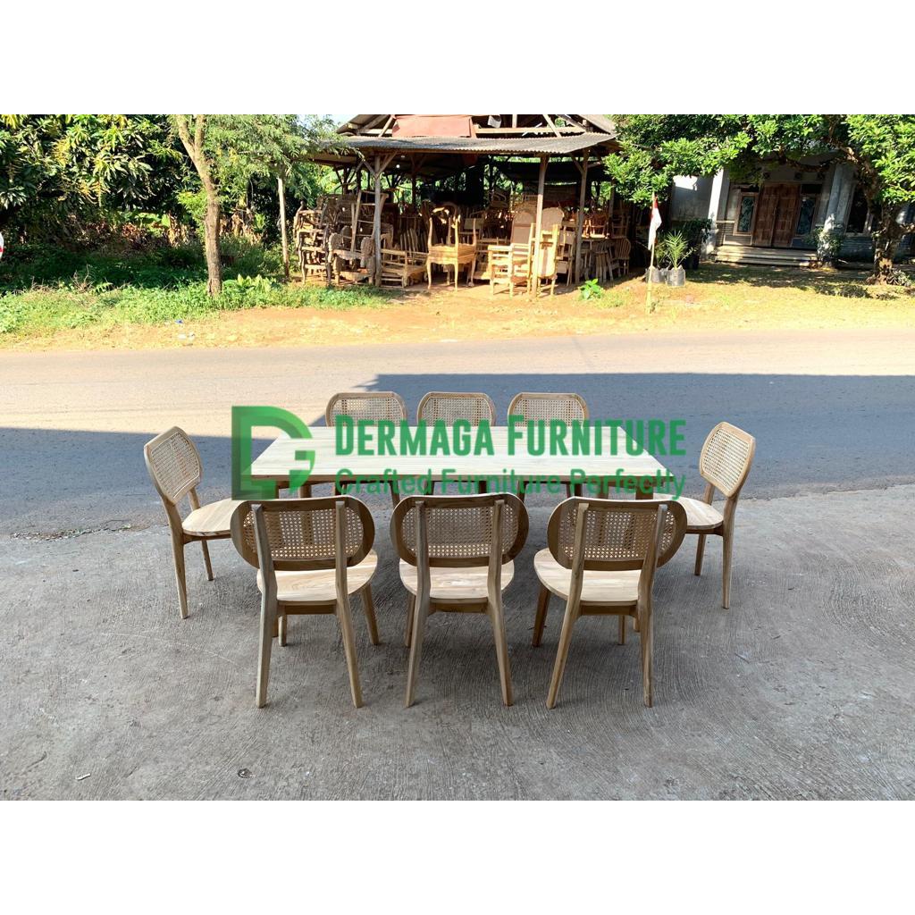 Jual SET KURSI OVAL RADIO ROTAN MEJA MAKAN PANJANG KAYU JATI SOFA ...