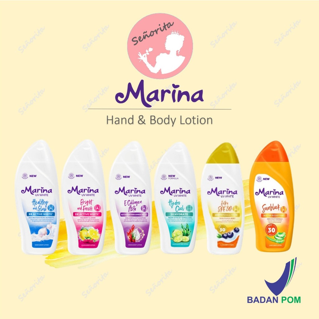 Jual MARINA Hand & Body Lotion UV White 185ml | Shopee Indonesia