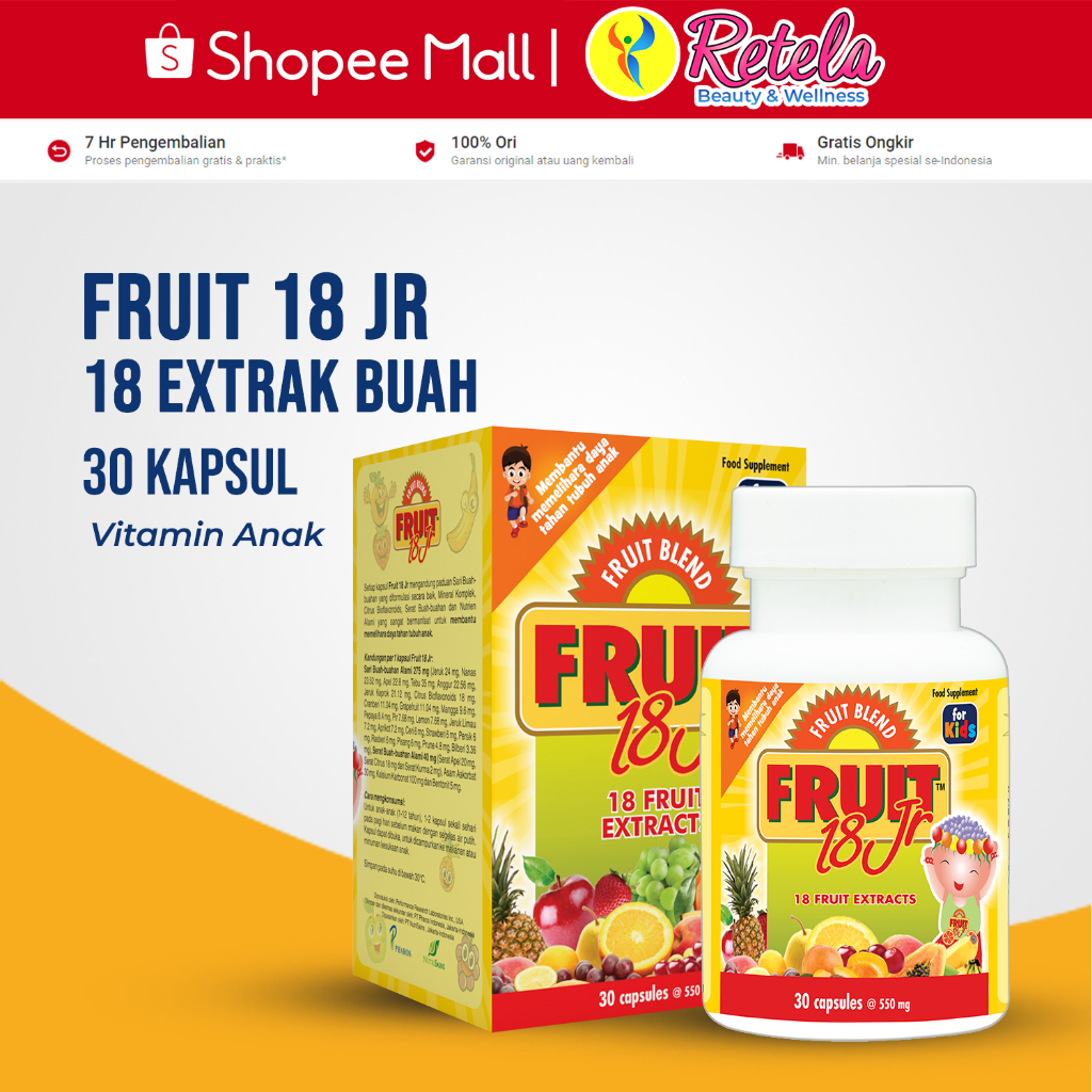 Jual Fruit 18 Jr 30 Kapsul Suplemen Anak 18 Macam Buah | Shopee Indonesia