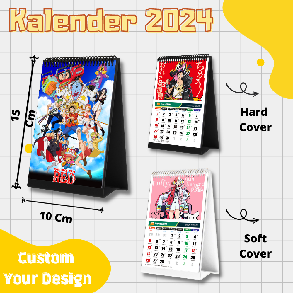 Jual Calendar / kalender meja 2025 anime ONE PIECE RED / Custom ...