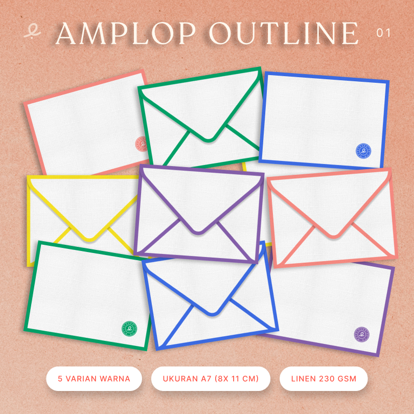 Jual Amplop outline polos pastel aesthetic | 5 Varian warna | A7 (8X11 ...