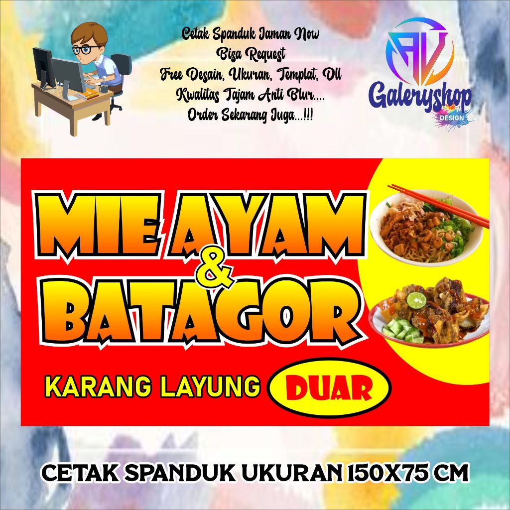 Jual cetak spanduk, banner, jualan mie ayam , bakso, batagor , dll ...