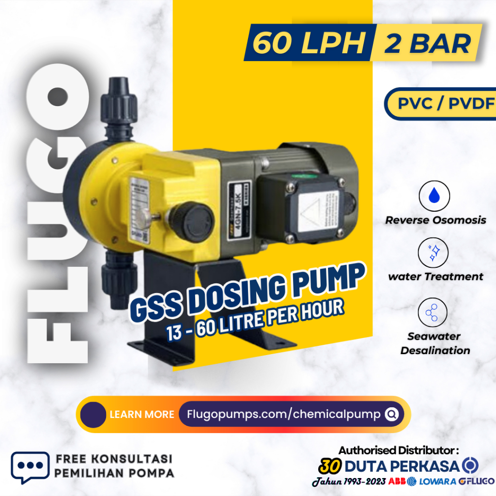 Jual Dosing Pump FLUGO GSS 60 LPH 2 Bar Pompa Dosing Kimia | Shopee ...