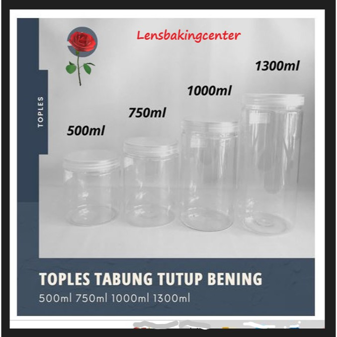 Jual Toples Jar Tabung PET Tebal Bening Premium 500ml 500 ml / 1000ml 1000 ml / 750 ml 750ml ...