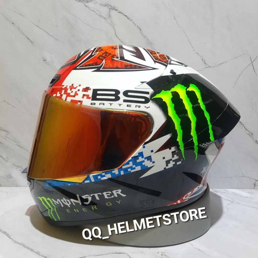 Jual HELM KYT TT COURSE REPAINT QUARTARARO WHITE PAKET GANTENG REDGOLD ...