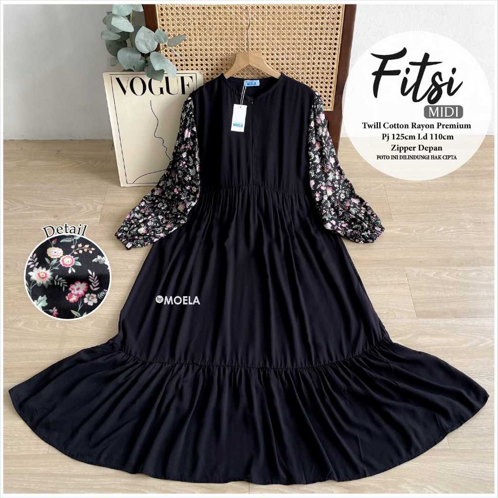 Jual FITSI MIDI DRESS TWILL COTTON RAYON PREMIUM ADEM HALUS NYAMAN ...