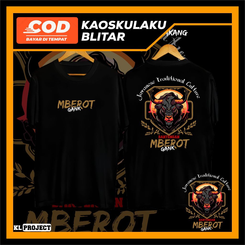 Jual BAJU MOTIF BANTENGAN MBEROT ATAU KAOS DISTRO MBEROT GANK LENGAN ...