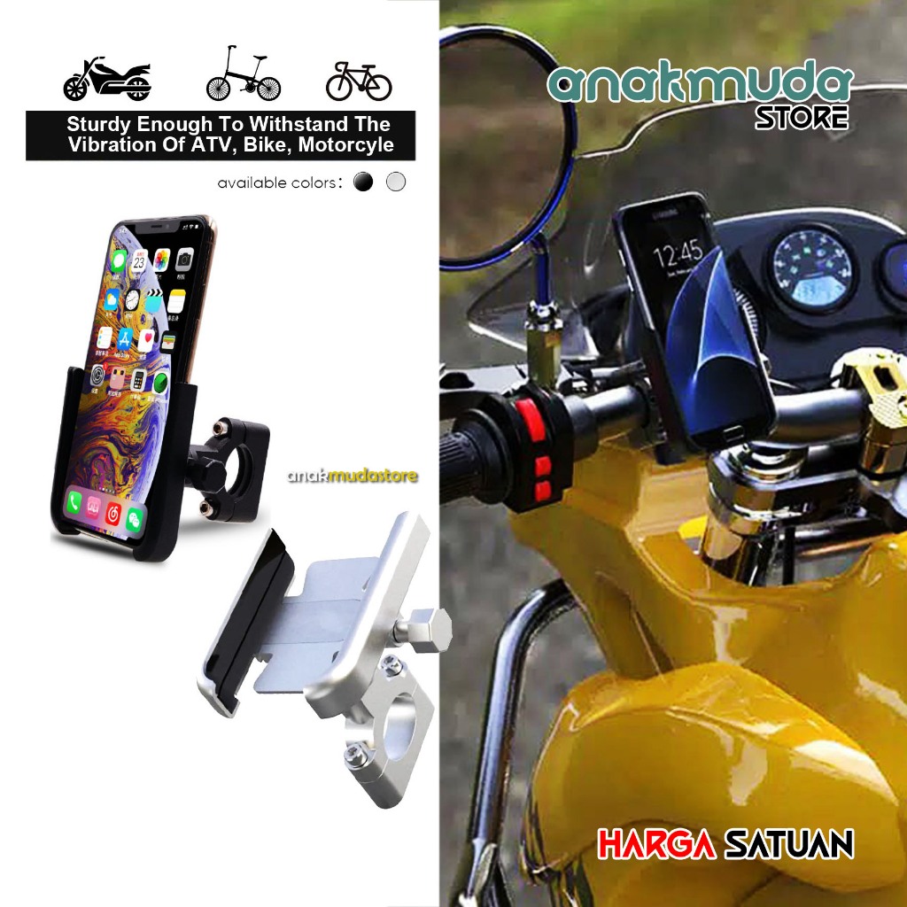 Jual (BHX3) Phone Holder HP Motor Dudukan Handphone Stang Motor Sepeda Stand Honda Yamaha ...