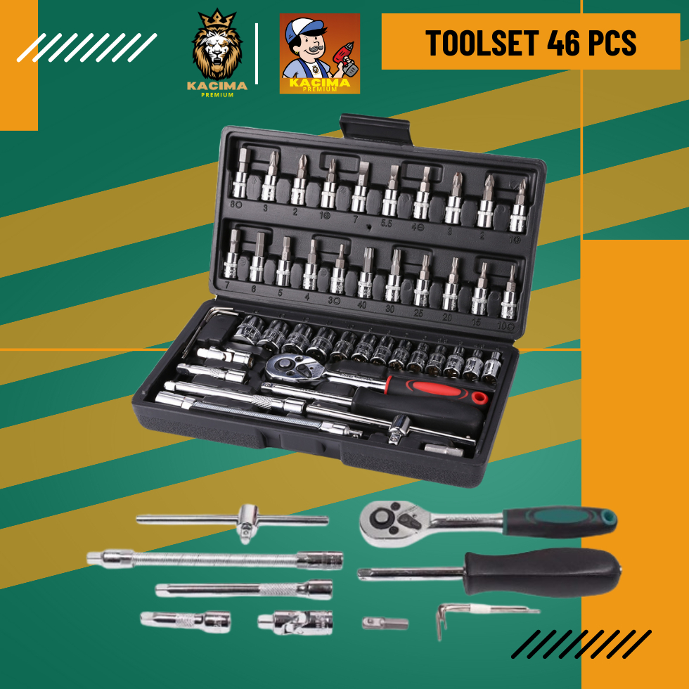 Jual TOOLBOX Socket Set Repair Tool 46 pcs Kunci Shock Set Kunci L Set Lengkap | Shopee Indonesia
