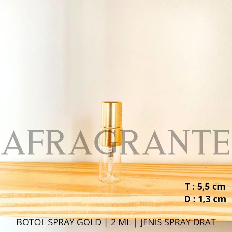 Jual botol kaca spray 2 ml gold tutup almunium- botol parfum travel ...