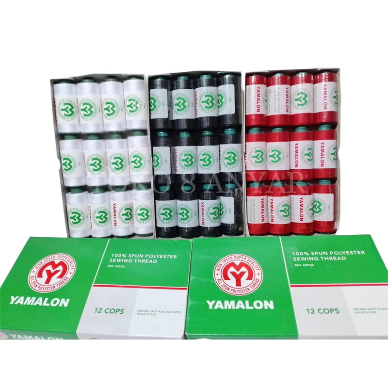 Jual Benang Jahit Yamalon Satu Warna Lusinan (Putih/ Hitam/ Warna ...