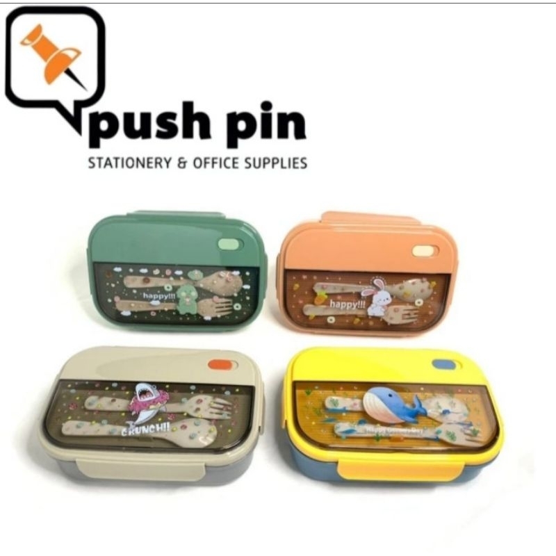 Jual Lunch Box Wadah Makan Kotak Bekal Set Sekat 3 Motif Animal | Shopee Indonesia