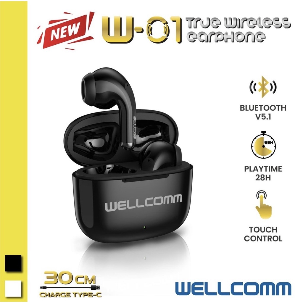 Jual Wellcom Headset Bluetooth Welcome TWS W01 Bluetooth 5.1 Stereo Bass Original | Shopee Indonesia