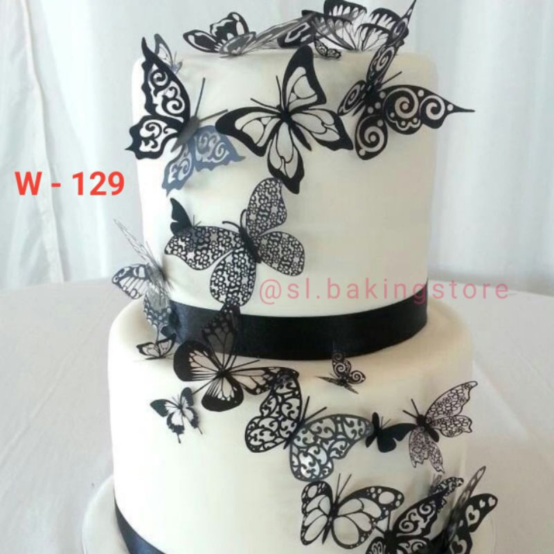 Jual W-129 topper kupu-kupu hitam | Shopee Indonesia