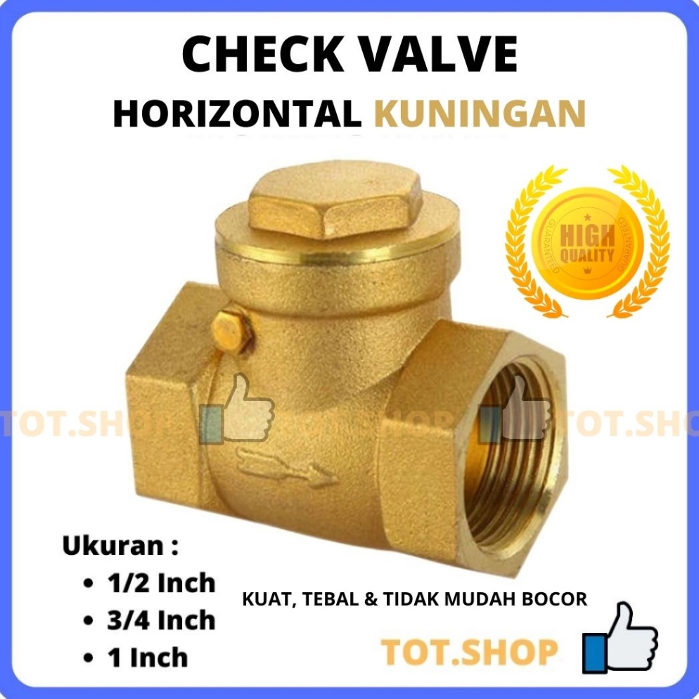Jual Re4dy HORIZONTAL Check Valve Air Kuningan 1/2" 3/4" 1" inch Klep ...