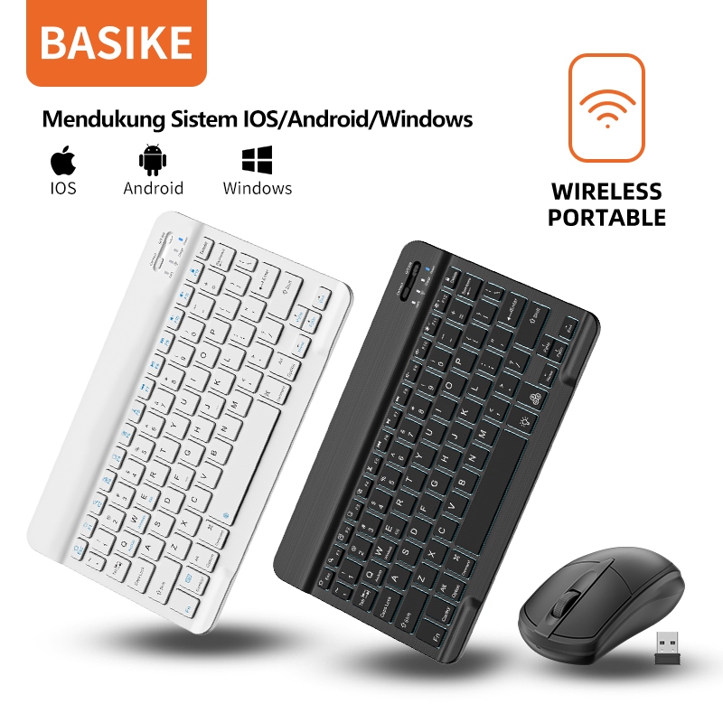 Jual BASIKE Keyboard Wireless Bluetooth RGB for iPhone iPad Tablet dan ...