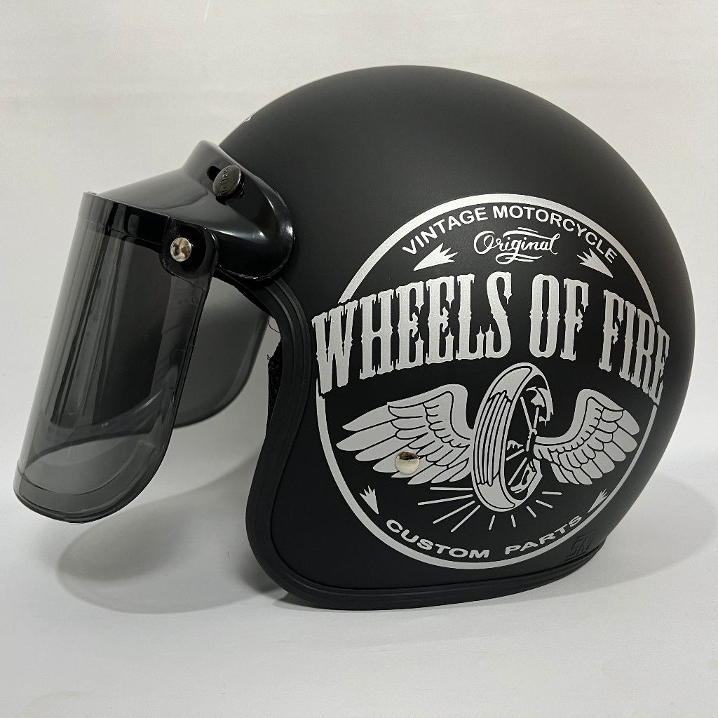 Jual Helm Bogo Wheels of Fire SILVER Hitam Doff - Helem Helmet SNI ...