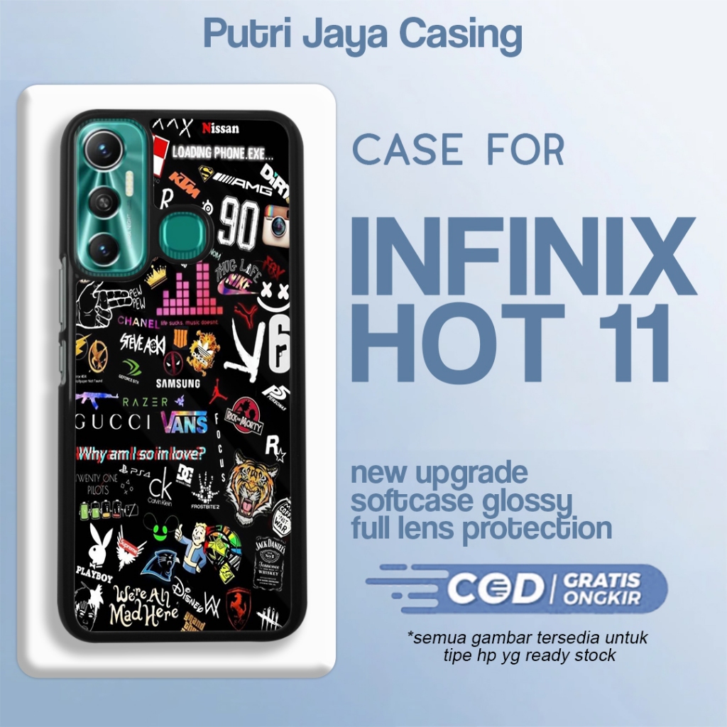 Jual case hp infinix hot 11 terbaru motif aesthetic art black hitam ...