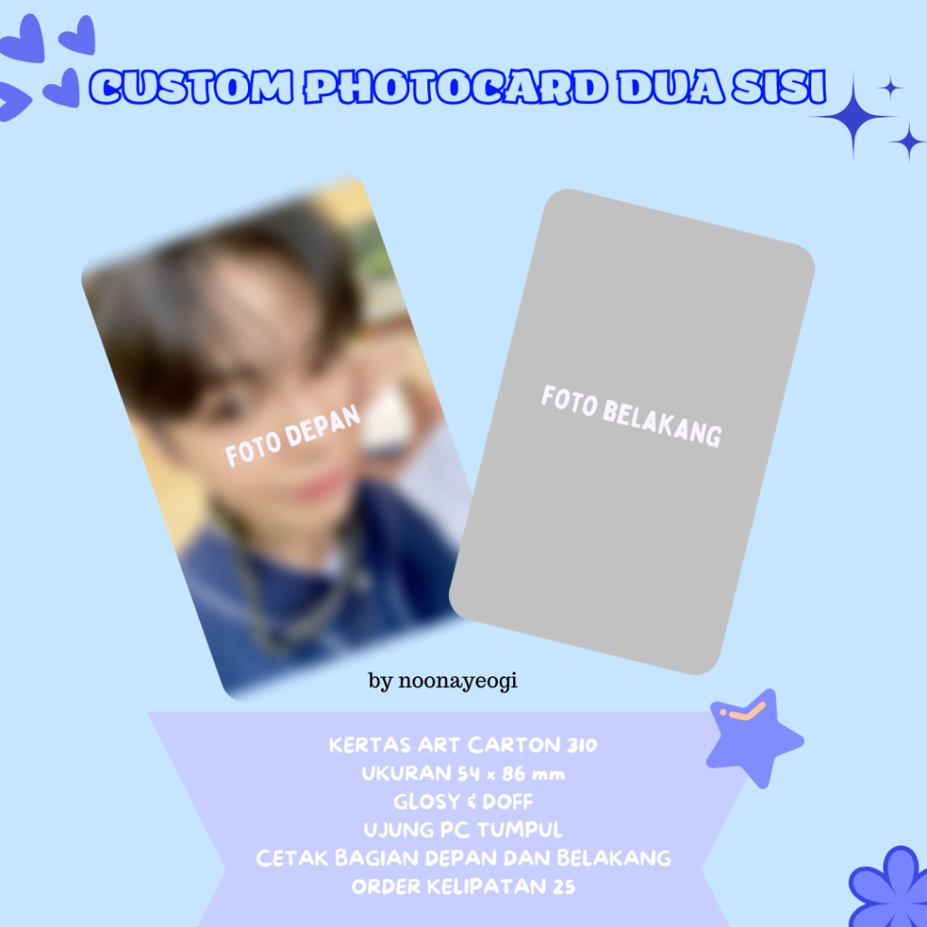 Jual Custom Photocard / Cetak Photocard 2 Sisi Kpop Non Kpop | Shopee ...