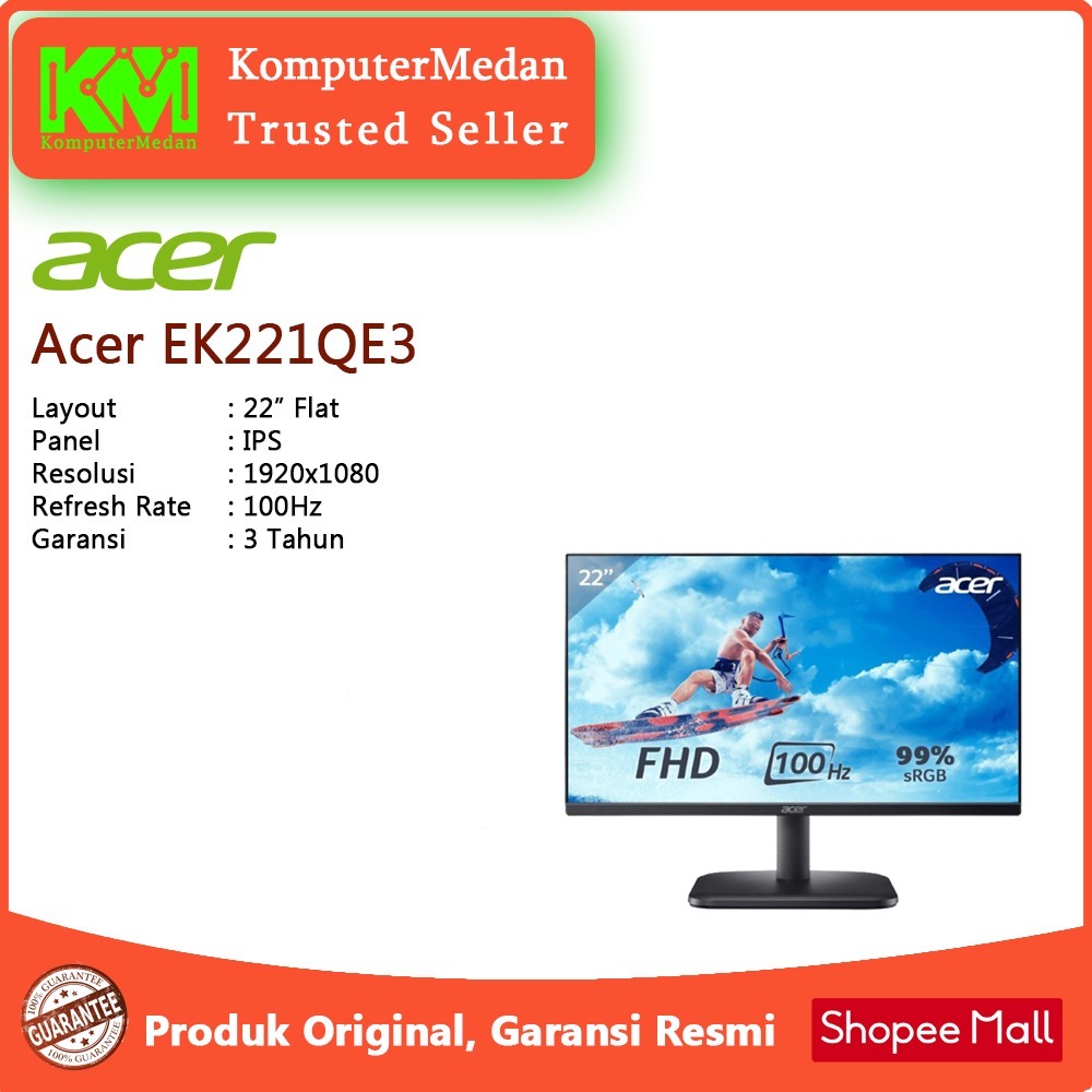 Jual Monitor LED ACER EK221QE3 EK221 (22" IPS 1080p FHD 100Hz 1ms ...