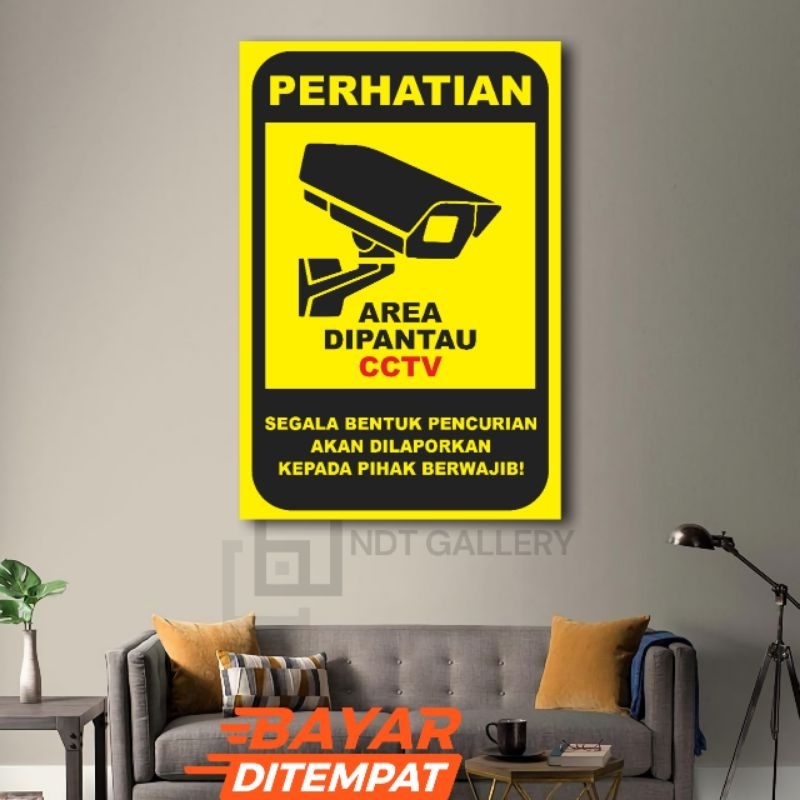 Jual NDT[20X30] Hiasan Dinding Area Dipantau CCTV Sign Pajangan Ruangan ...