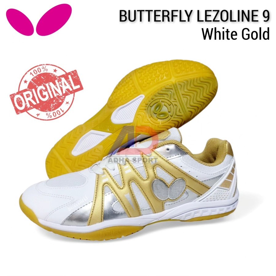 Jual Sepatu Pingpong Butterfly Lezoline 9 / Nine White Gold Tenis Meja ...