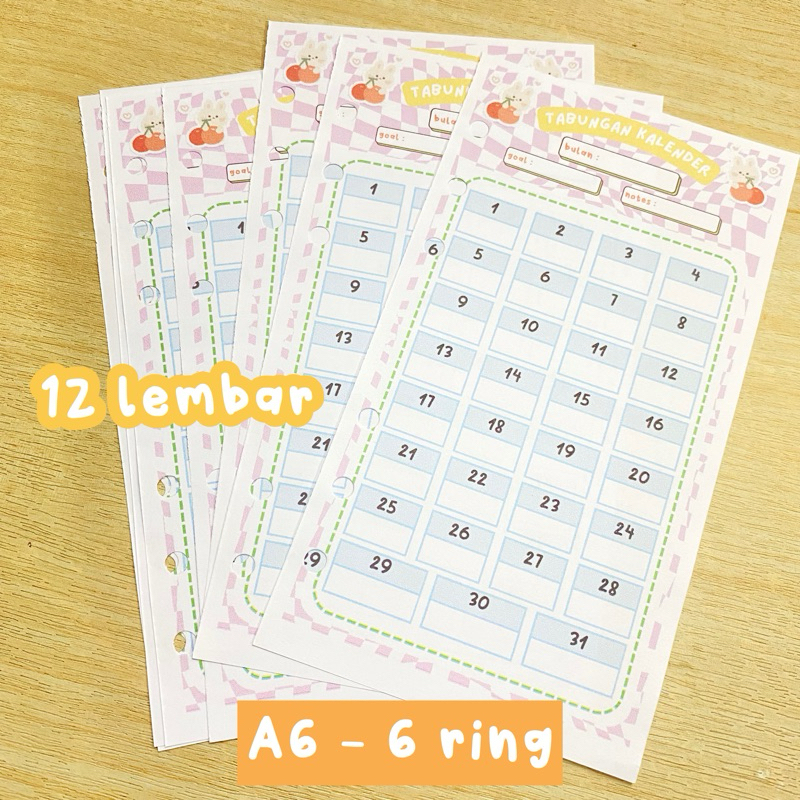 Jual A6 Paket Binder Menabung Budgeting Savings Challenge Keuangan Pelajar dan Tabungan Kalender ...