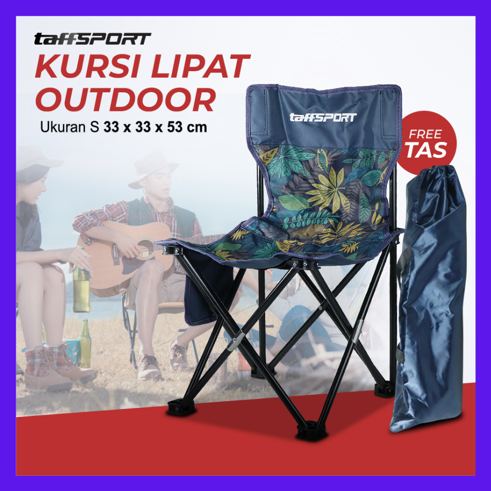 Jual Kursi Lipat Mancing Camping Foldable Chair with Pocket S - Blue ...