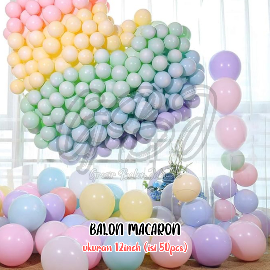 Jual (GROSIR ISI 50PCS) Balon MACARON / PASTEL Latex Warna Soft Pastel ...