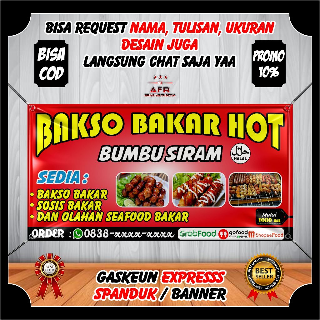 Jual Spanduk Banner Backdrop Bakso Bakar Banner Jualan Makanan Bakso ...