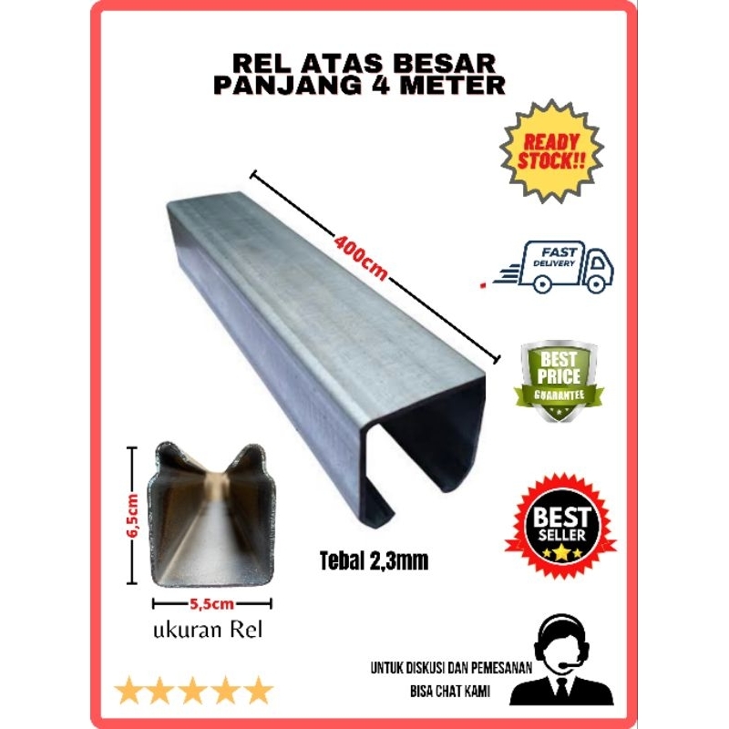 Jual Rel atas besar 4 meter rel pintu sliding tikung pintu lipat pintu garasi | Shopee Indonesia