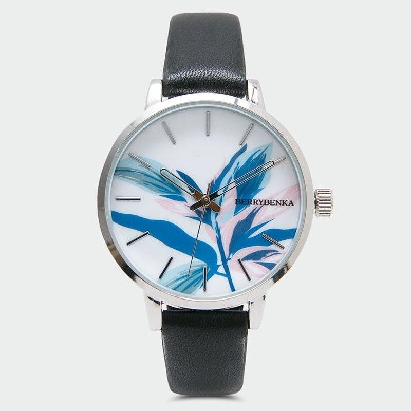 Jual Berrybenka - Jam Tangan Kulit Wanita Sofia Cloudy Leaves Print ...