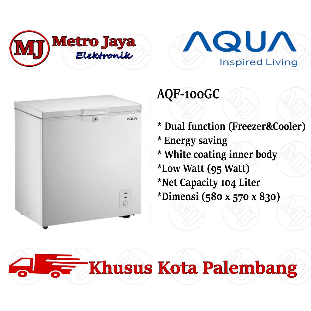 Jual Chest Freezer AQUA AQF-100GC 100 Liter AQF 100 GC Freezer Box AQUA ...