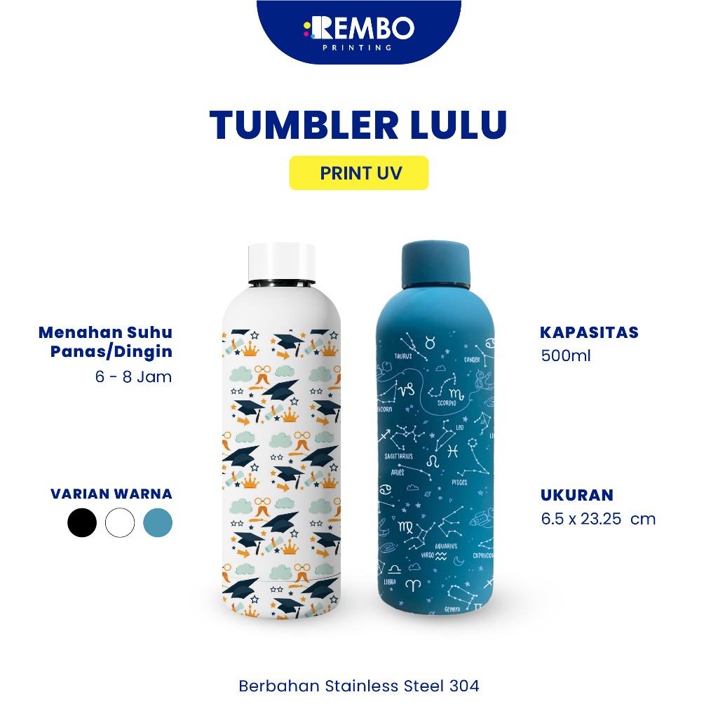 Jual Tumbler Custom LULU Cetak UV/Print UV Nama/Logo/Foto Souvenir ...