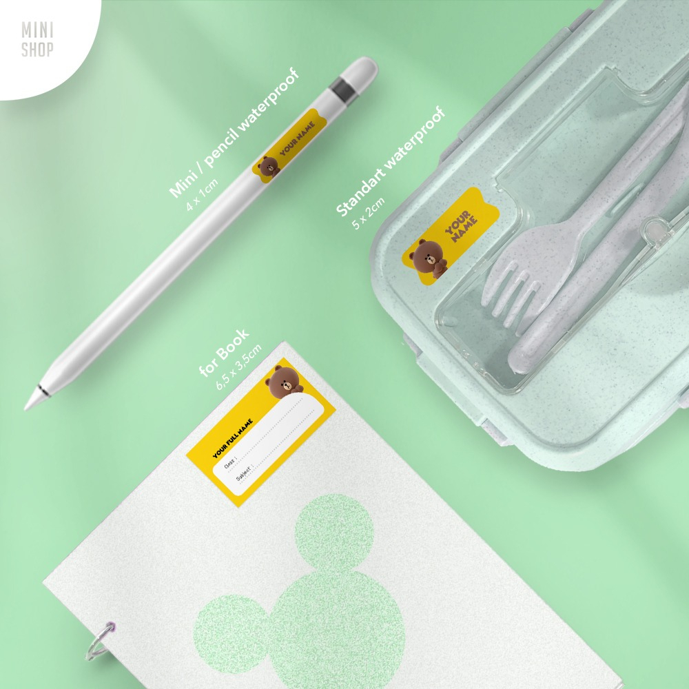 Jual Stiker Nama Custom Waterproof Line Friends ( Brown Cony Sally ...