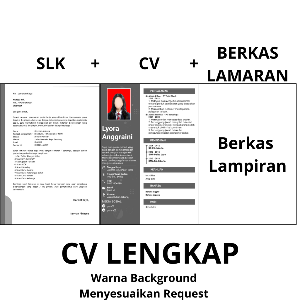 Jual DESAIN CV | Surat Lamaran Kerja | CV Lengkap dengan Berkas | TERMURAHH | Shopee Indonesia