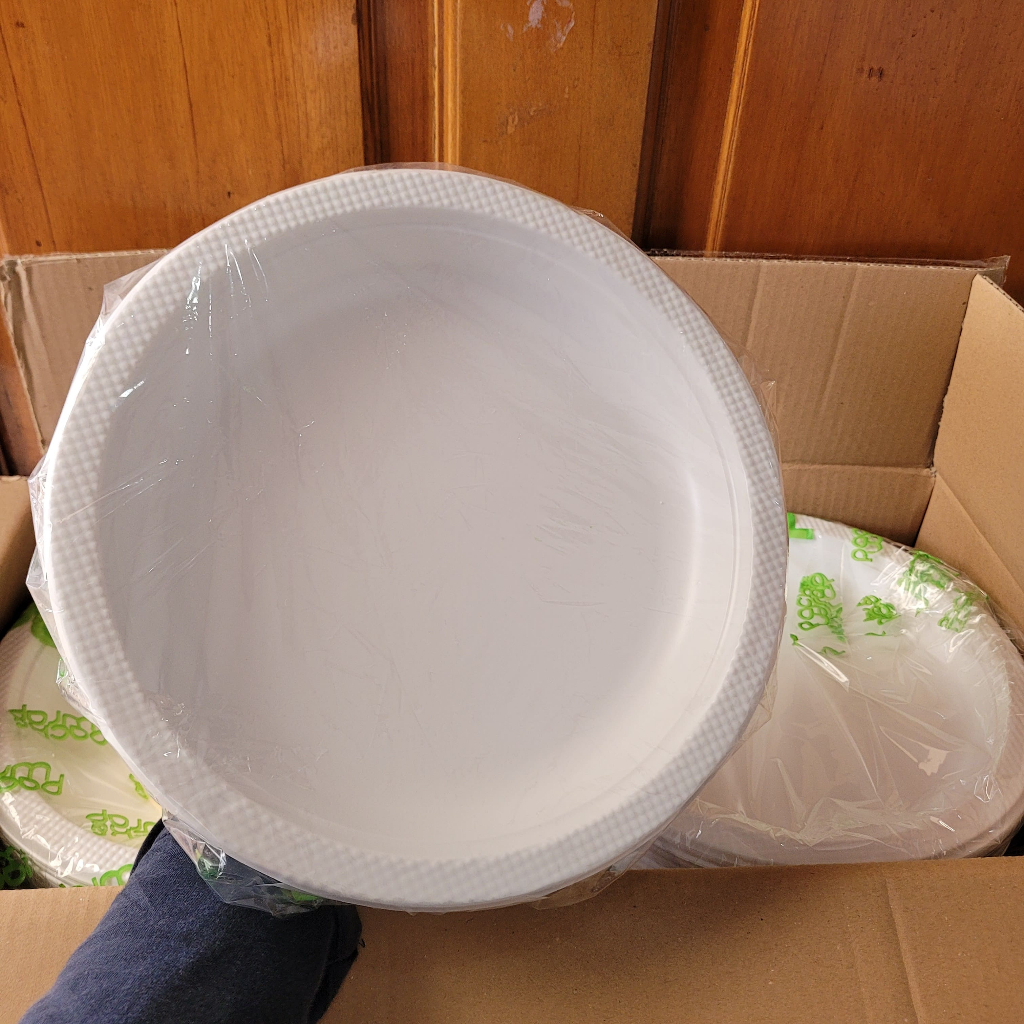 Jual [ 1 PACK ] PIRING PLASTIK BESAR P10 / PIRING PLASTIK PUTIH SUSU ...