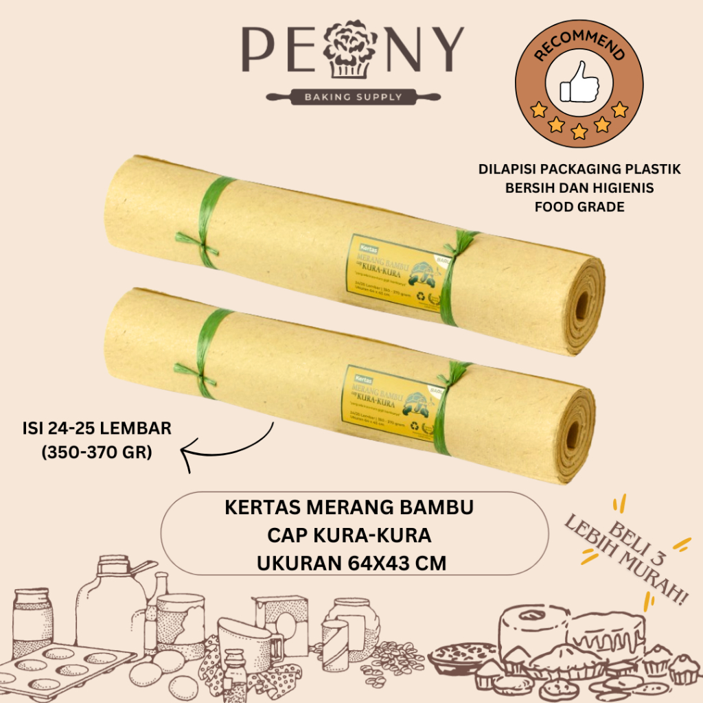 Jual KERTAS MERANG / KERTAS MINYAK BAMBU CAP KURA-KURA (ISI 24/25 ...