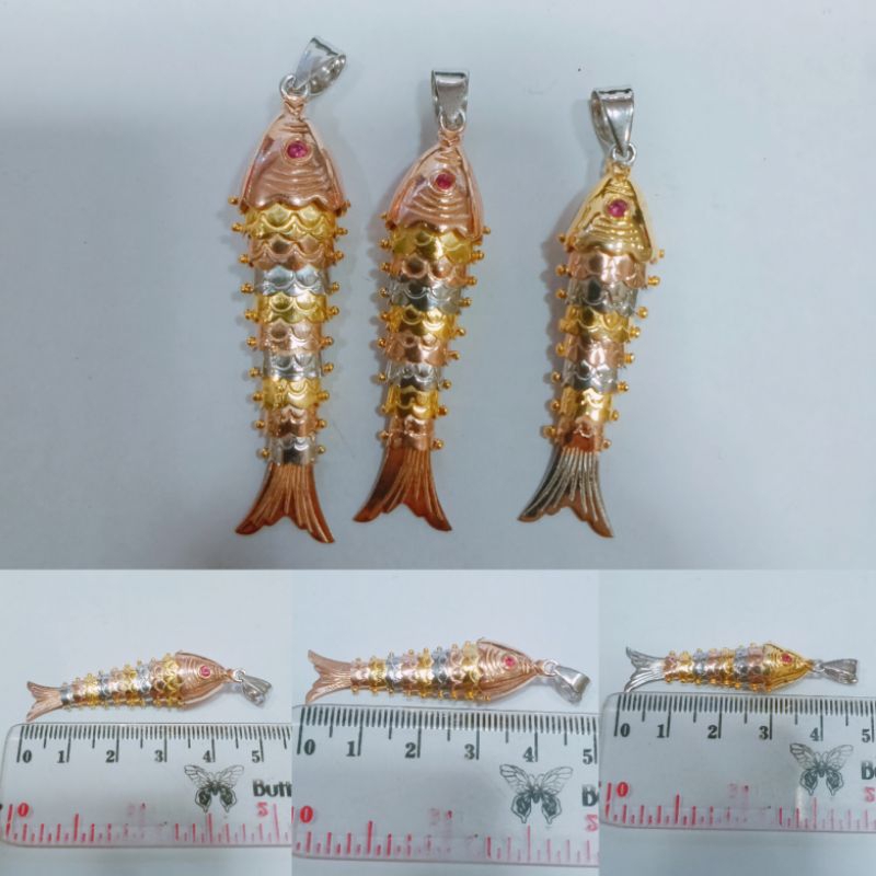 Jual Liontin ikan Asli perak silver925 lapis emas 3warna lt0020 ...