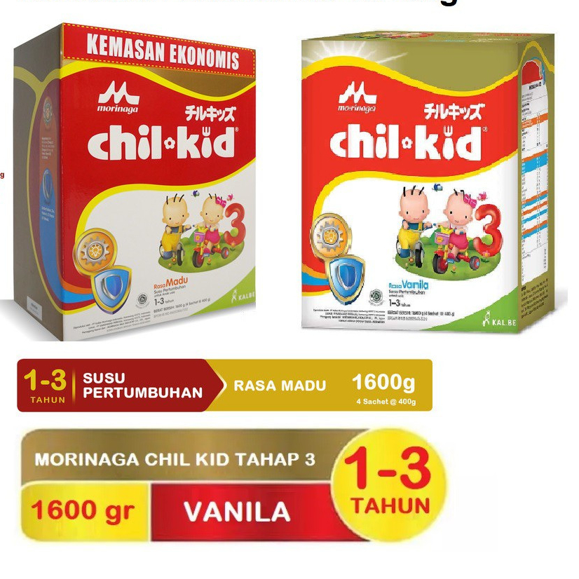 Jual SUSU MORINAGA CHIL-KID (1-3 tahun ) RASA VANILA / MADU 1600gr | Shopee Indonesia