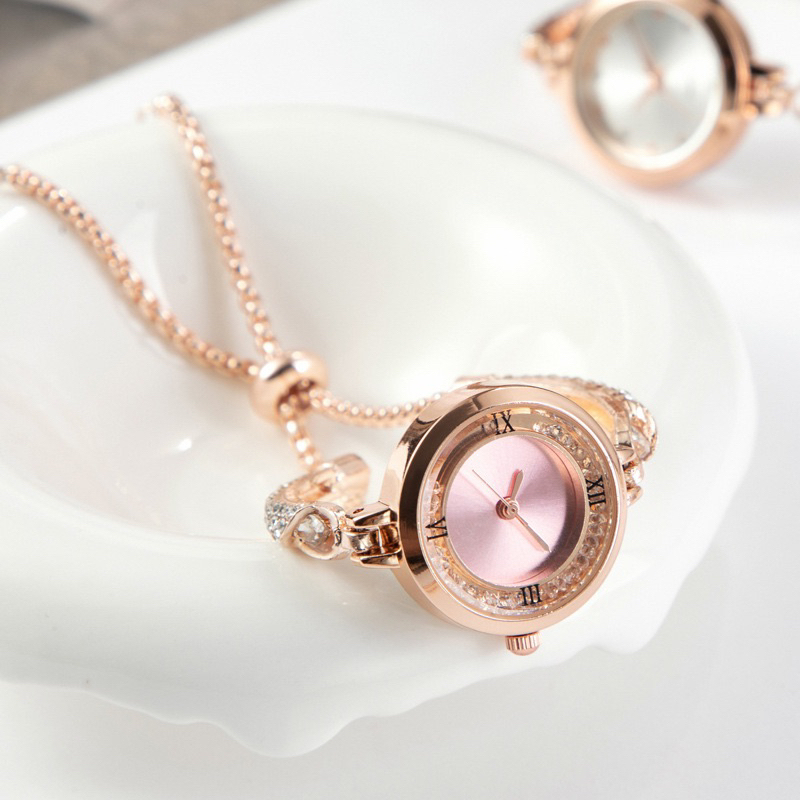 Jual Jam Tangan Wanita Tali Rantai Serut Simple Bulat Mini Jam Analog ...