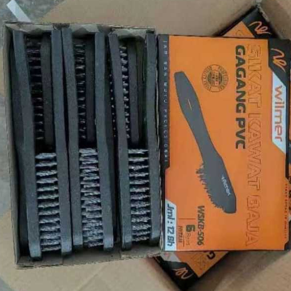 Jual Sikat Kawat Baja Gagang Pvc Hitam6 Baris WILMER SIkat Las | Shopee ...