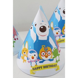 Jual topi kerucut pororo / topi ultah pororo / topi ultah custom pororo ...
