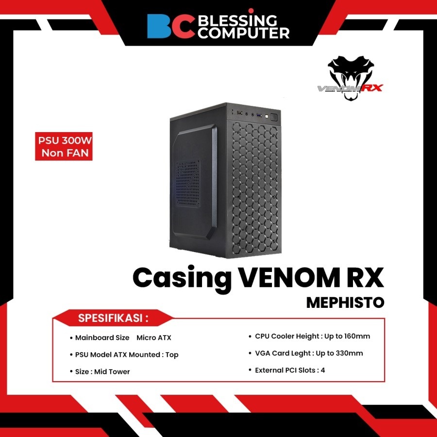 Jual Casing VENOM RX MEPHISTO BLACK psu 300w | Shopee Indonesia