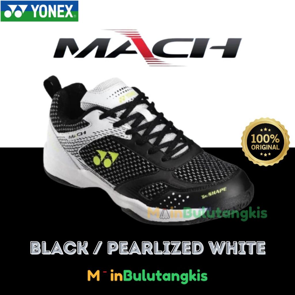 Jual Sepatu Badminton Yonex Mach Black / Pearlized White Original ...