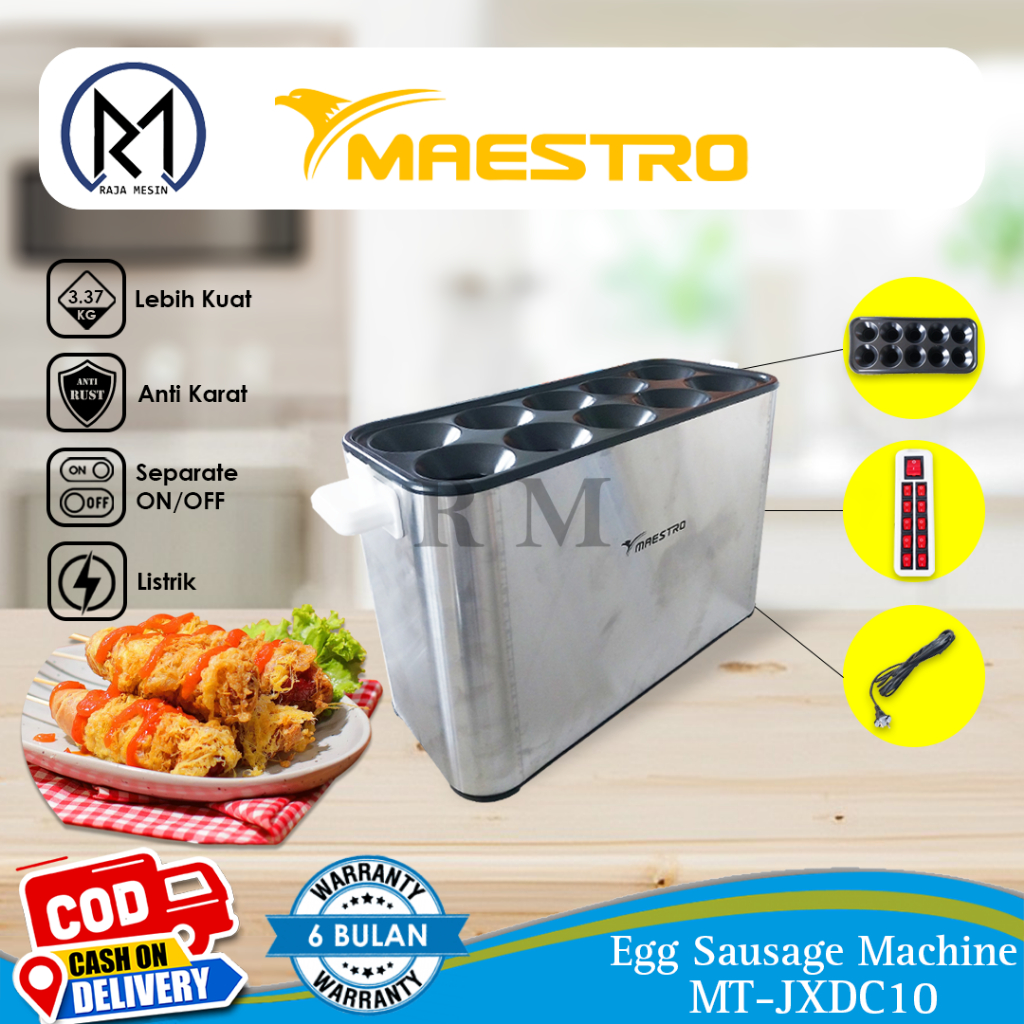 Jual Mesin Telur Sosis Listrik 10 Lubang / Egg Sausage Maestro MT ...