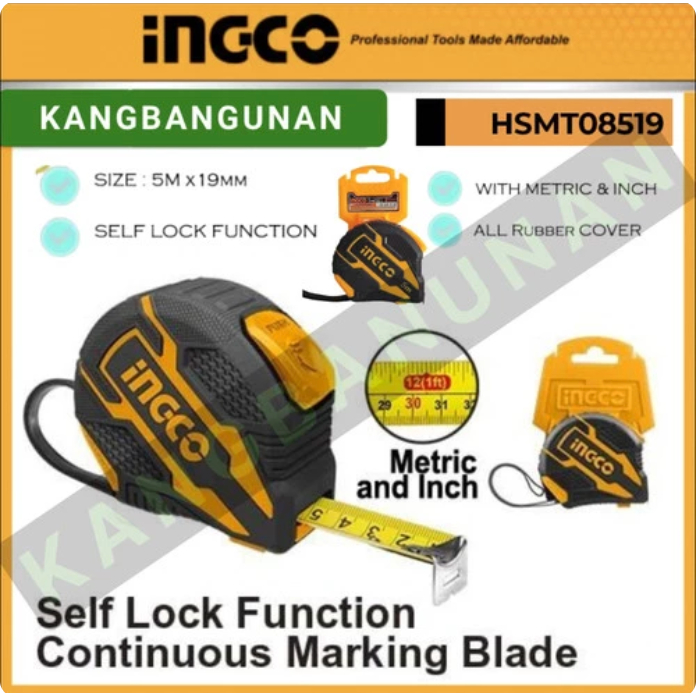 Jual Steel Measuring Tape (5 m) INGCO HSMT08519 Meteran Ukur Besi 5m Meter | Shopee Indonesia