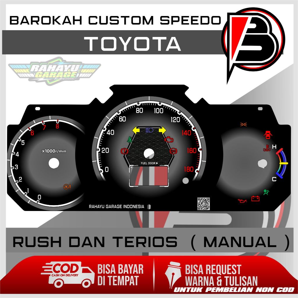 Jual papan speedometer custom rush dan terios manual panel spido meter ...