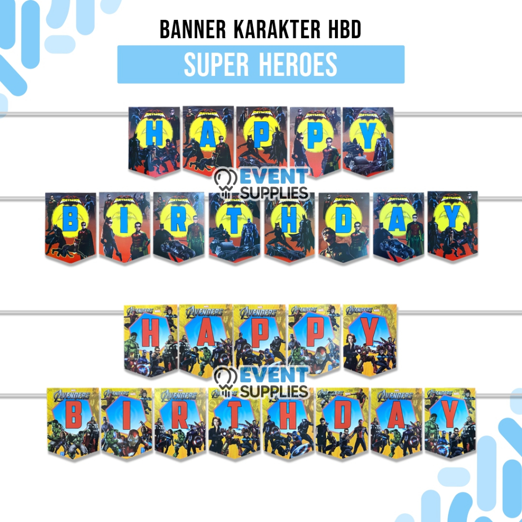 Jual Banner Karakter Avengers Superhero Happy Birthday Perlengkapan ...