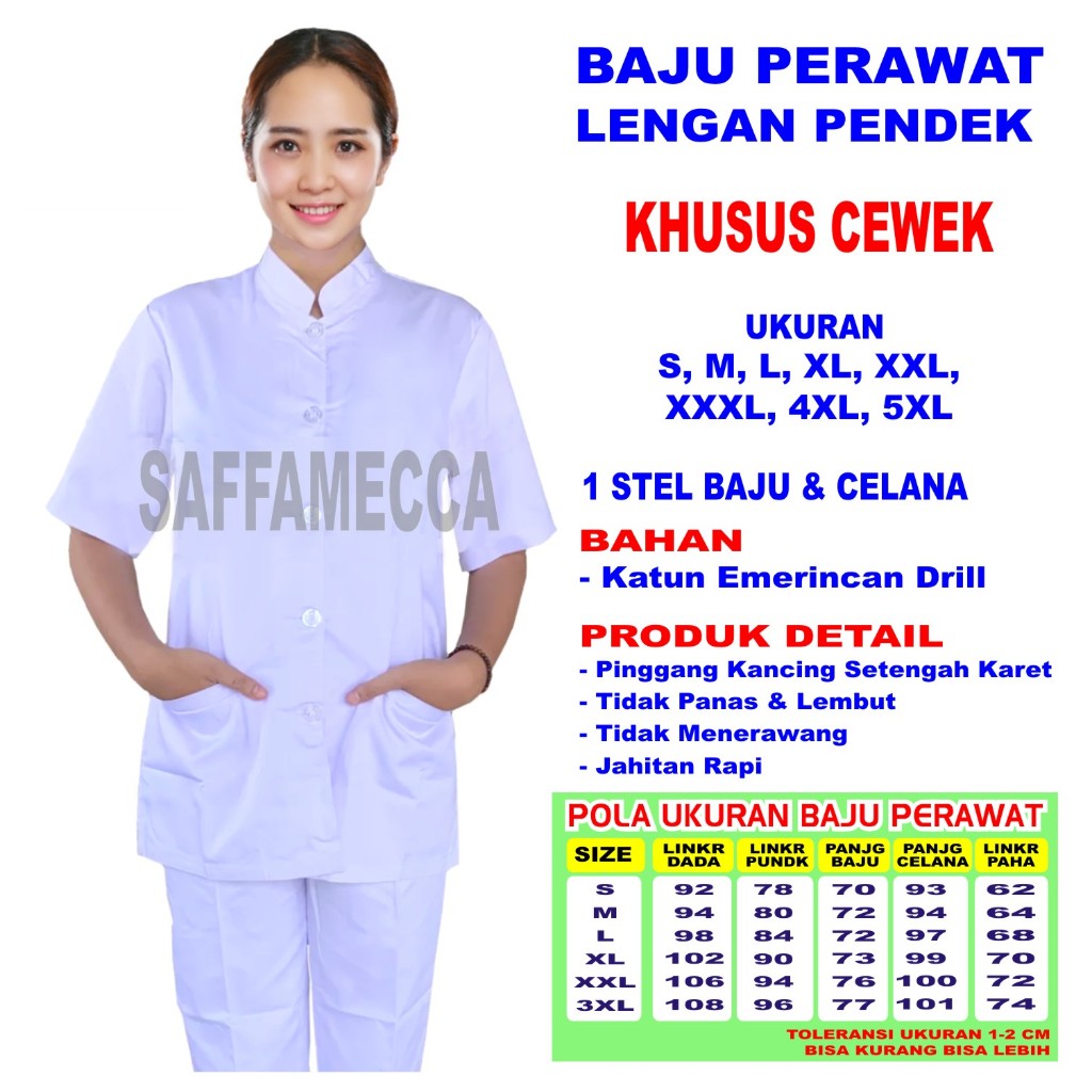 Jual Baju Perawat Putih Pendek WANITA CEWEK PEREMPUAN Ready | Shopee ...